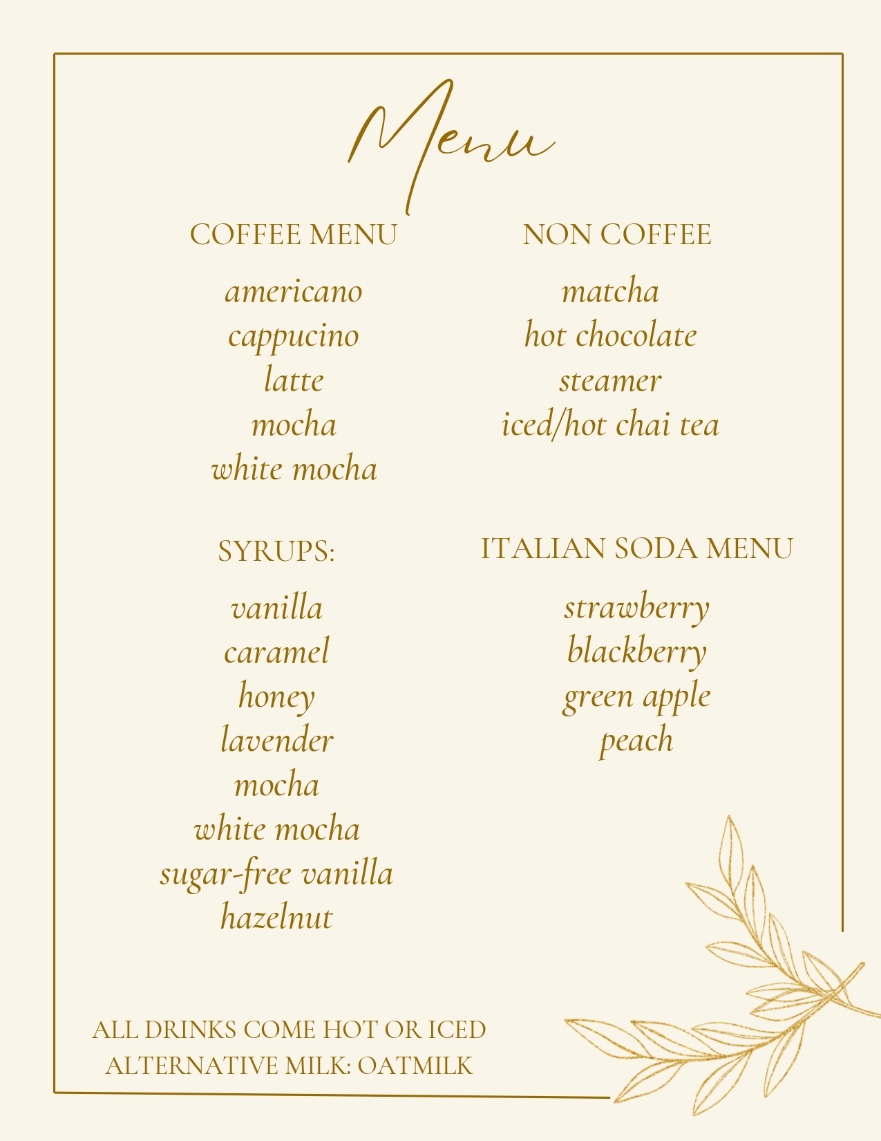 Menu - Summit Coffee
